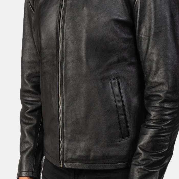 Alex Black Leather Biker Jacket - Reviseleather