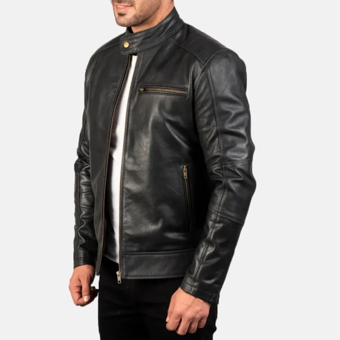 Dean Black Leather Biker Jacket - Reviseleather