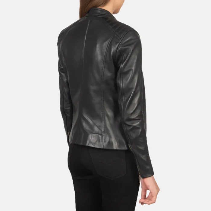 Kelsee Black Leather Biker Jacket - Reviseleather